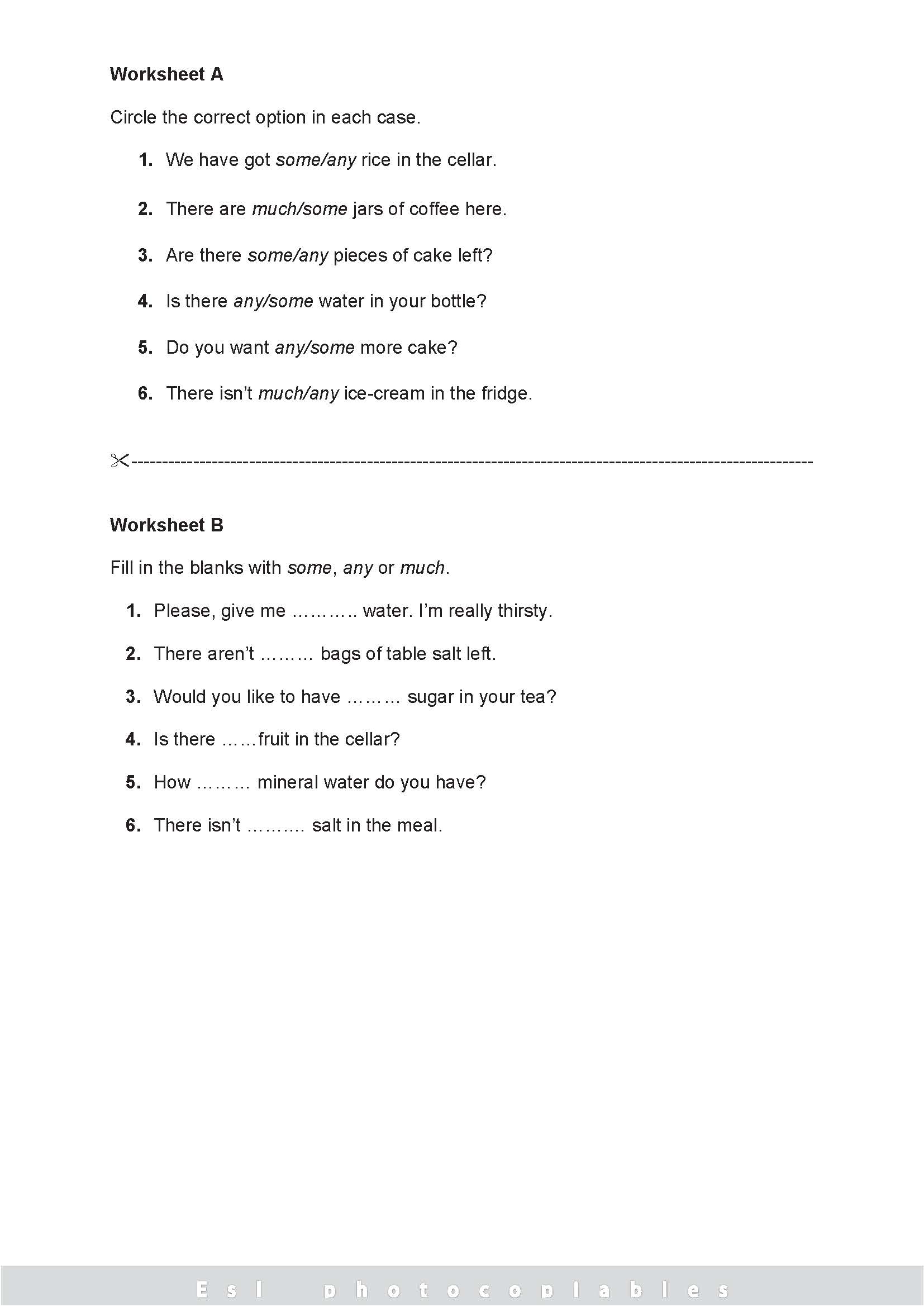 Quantifiers Worksheet Quantifiers Worksheets